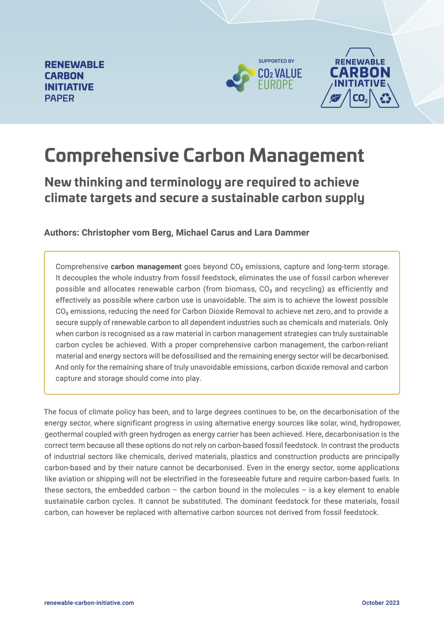 Publications - Renewable Carbon Initiative graphics, studies and more